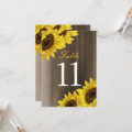 Sunflower Table Numbers | Zazzle