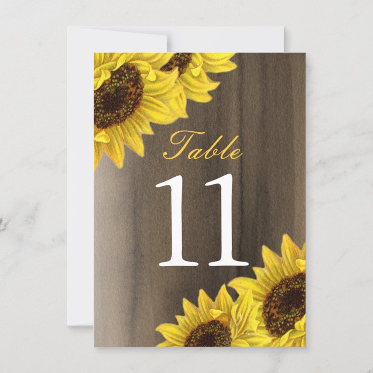 Sunflower Table Numbers | Zazzle