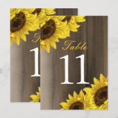 Sunflower Table Numbers | Zazzle