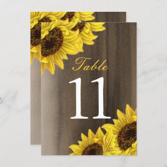 Sunflower Table Numbers | Zazzle