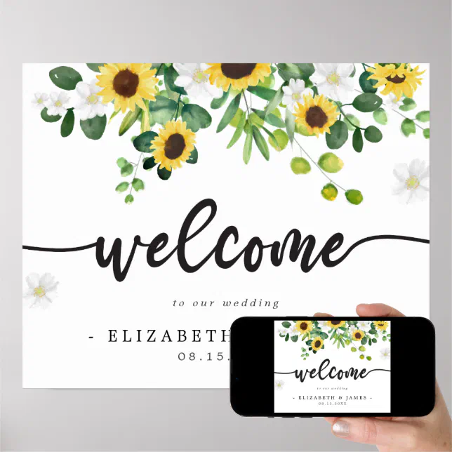 Sunflower Theme Welcome to Our Wedding Sign Poster | Zazzle