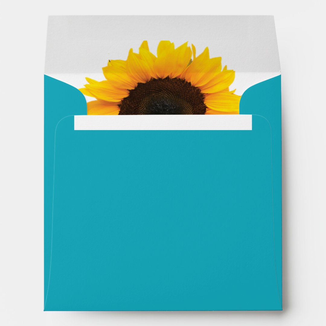 Sunflower Turquoise Personalized Square Envelope | Zazzle