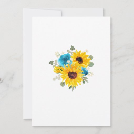 Sunflower Turquoise Rose Geometric Floral Wedding Invitation | Zazzle
