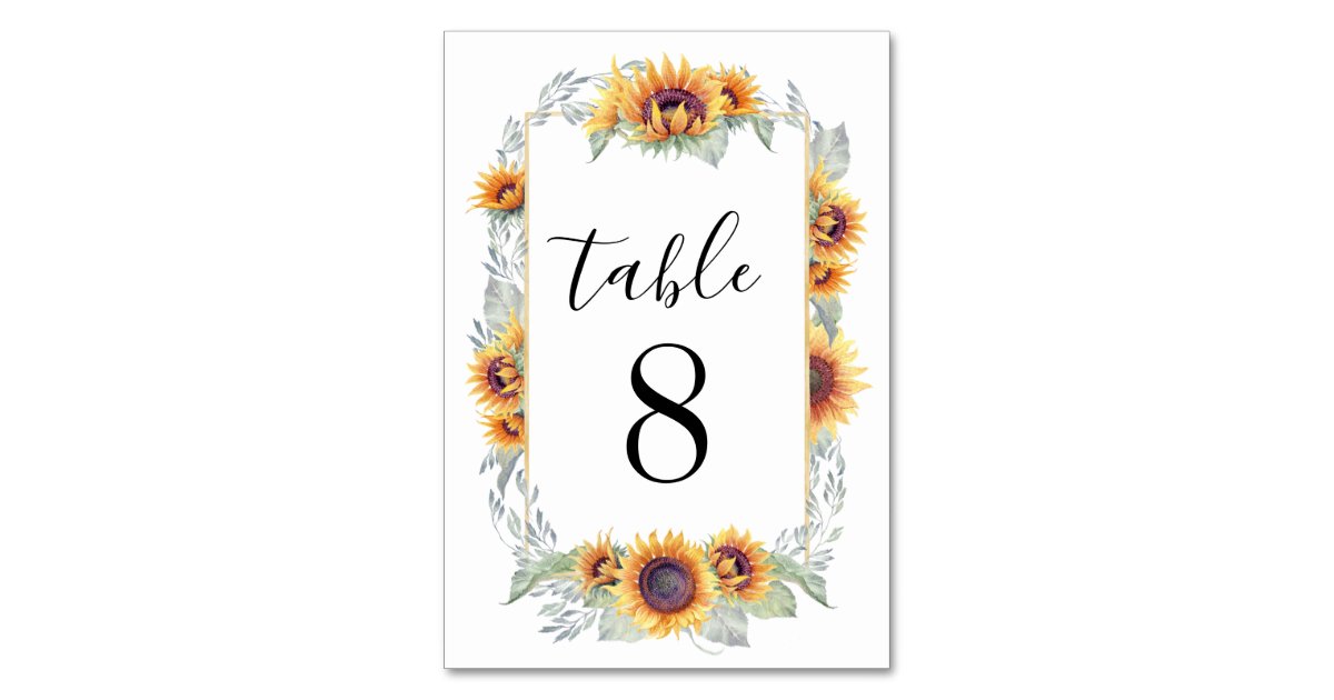Sunflower Vintage Wedding Table Number Cards | Zazzle
