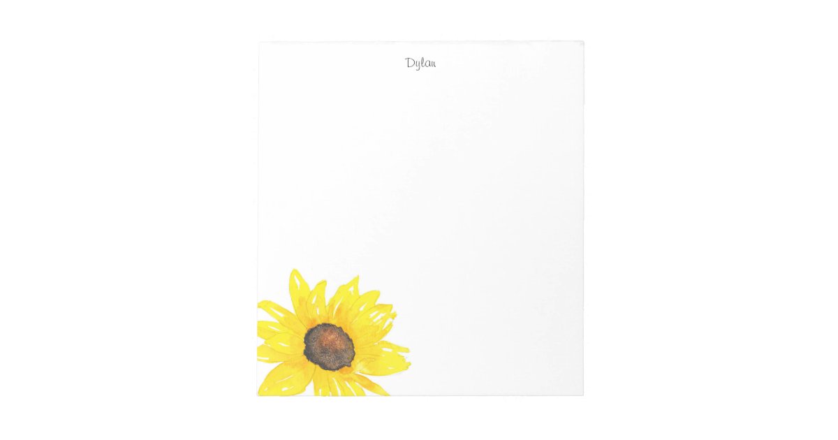 Sunflower Watercolor Notepad | Zazzle