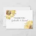 Sunflower Watercolor Wedding Flat Thank You Notes | Zazzle