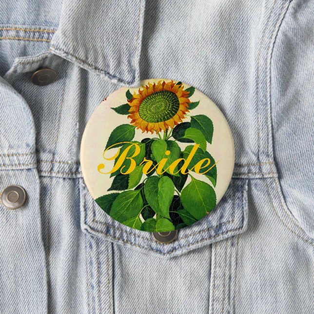 Sunflower Wedding Badge Button for Wedding Party | Zazzle