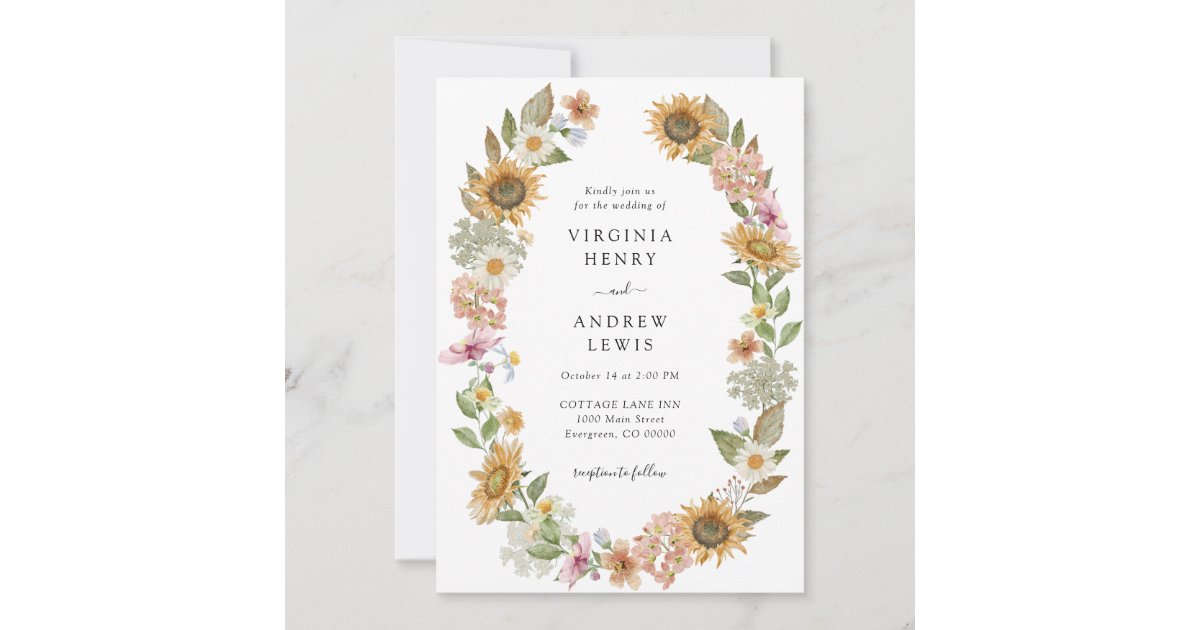 Sunflower Wedding Invitation | Zazzle