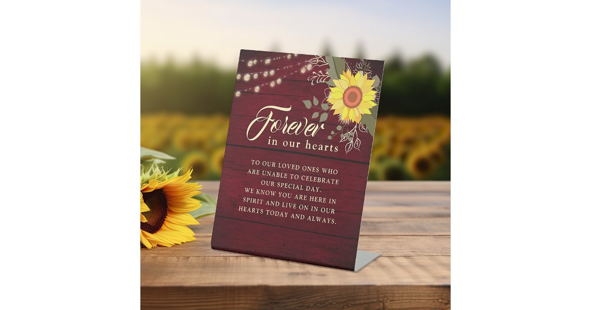 Sunflower Wedding Memorial Table Pedestal Sign | Zazzle