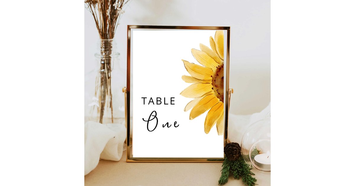 Sunflower wedding table number | Zazzle