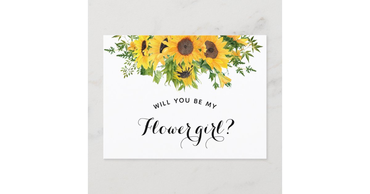 Sunflower Will you Be My Flower Girl Proposal Announcement Postcard ...