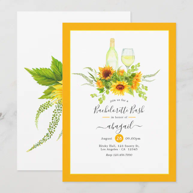 Sunflower Wine Bachelorette Extravaganza Invitation | Zazzle