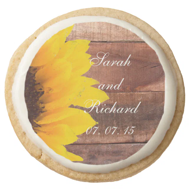 Sunflower Wood Rustic Wedding Favor Cookie | Zazzle