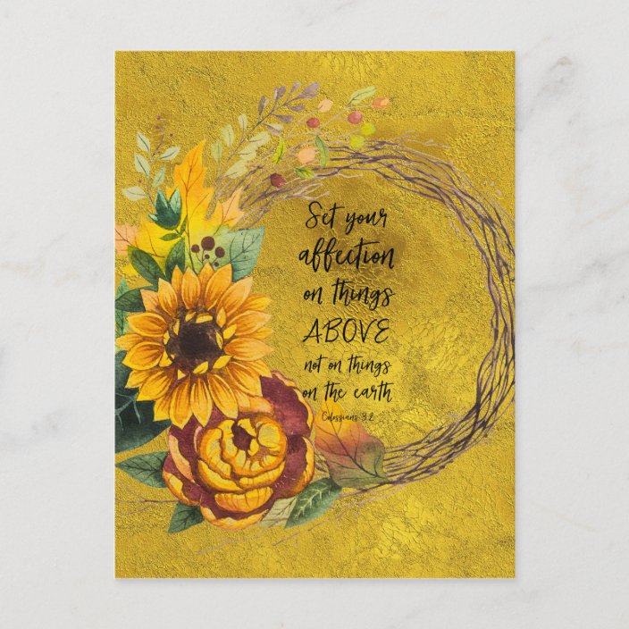 Sunflower Wreath with Bible Verse Postcard | Zazzle.com