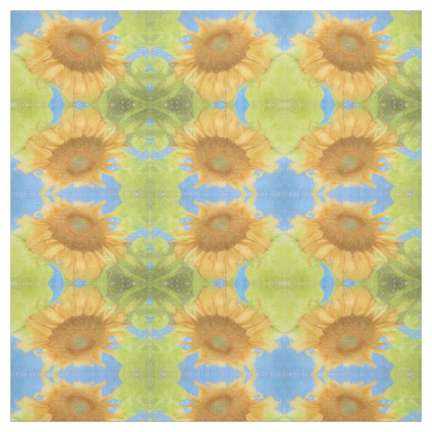 blue sunflower pattern fabric | Zazzle
