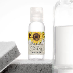 Sunflower Yellow Floral White Lace Burlap Wedding Hand Sanitizer | Zazzle
