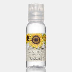 Sunflower Yellow Floral White Lace Burlap Wedding Hand Sanitizer | Zazzle