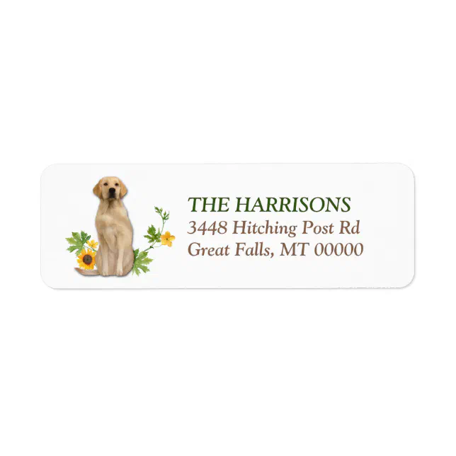 Sunflower Yellow Labrador Retriever Label | Zazzle