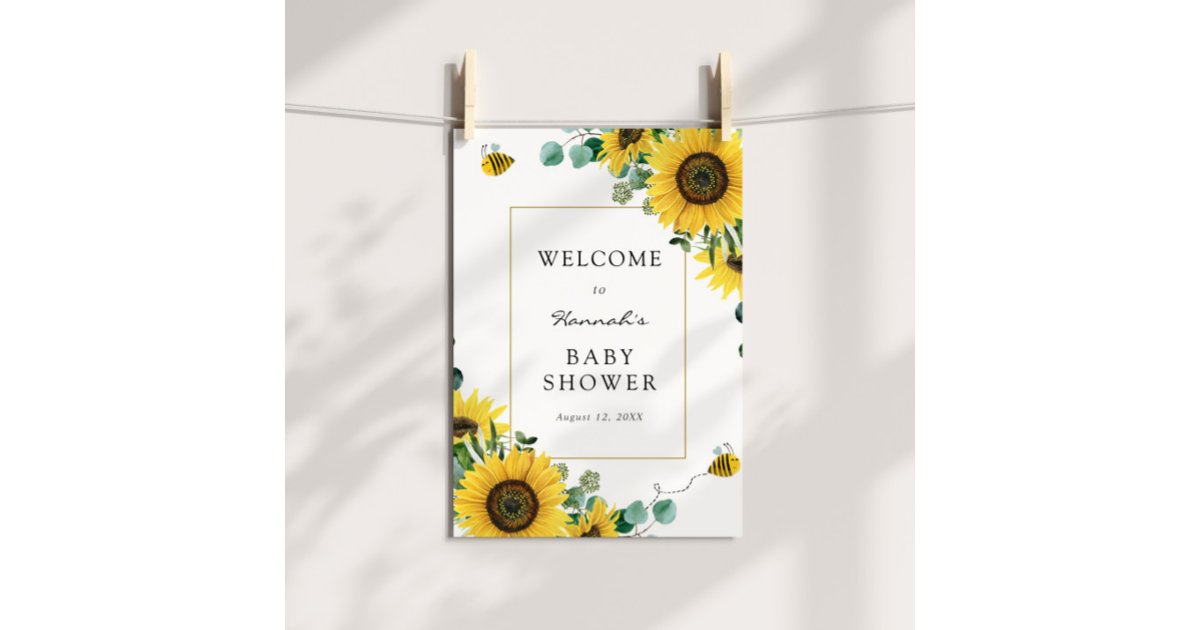 Sunflowers and Bees Baby Shower Welcome Sign | Zazzle
