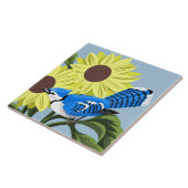 Sunflowers and Blue Jay Ceramic Tile | Zazzle