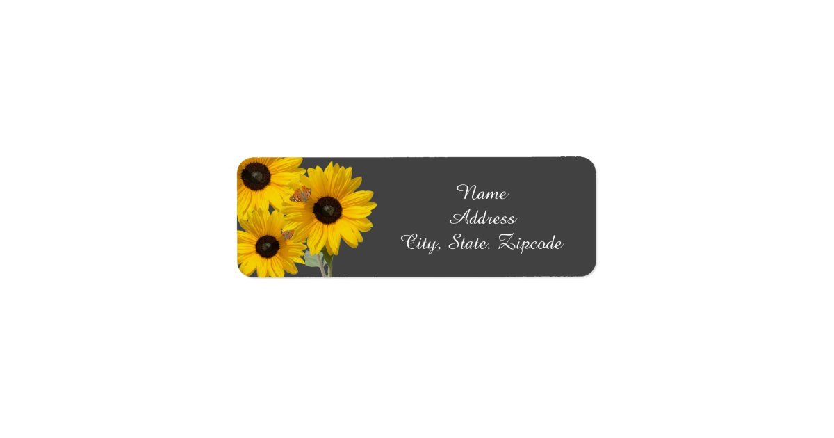 Sunflowers and Butterfly Return Address Label | Zazzle