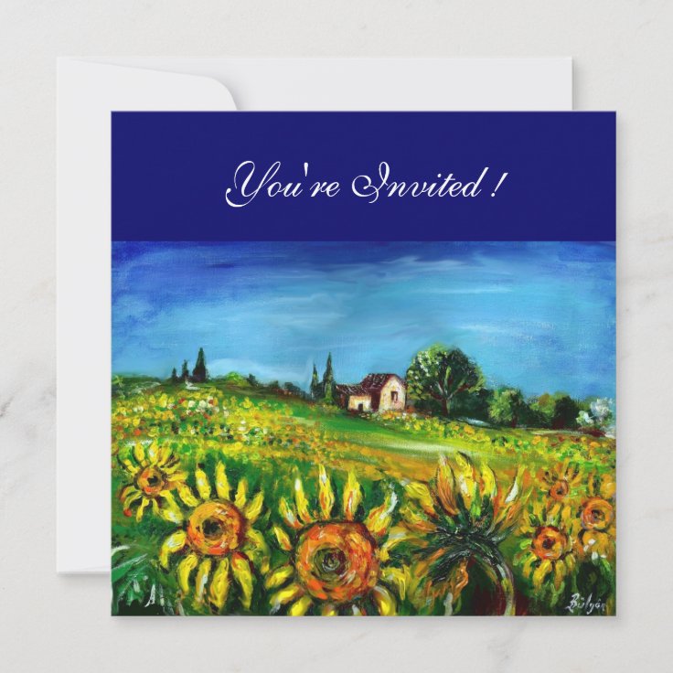 SUNFLOWERS AND COUNTRYSIDE IN TUSCANY, INVITATION | Zazzle