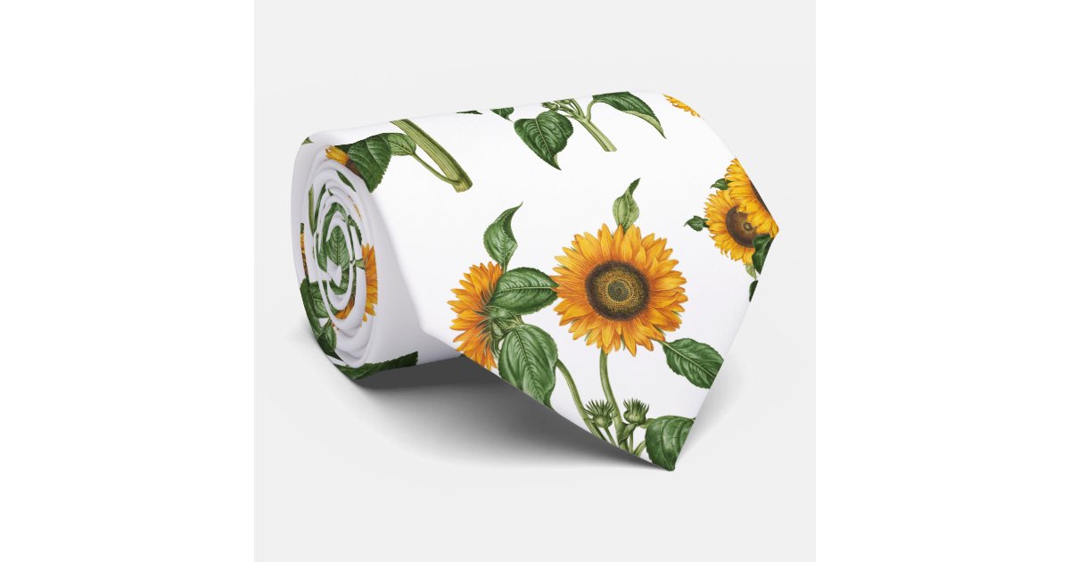 Sunflowers Botanical Greenery Neck Tie | Zazzle