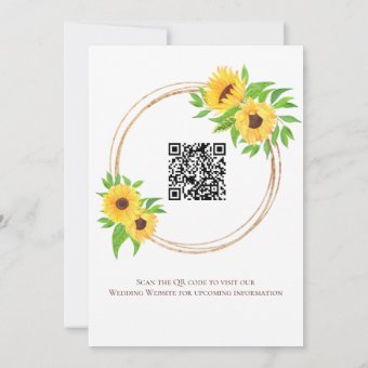 Sunflowers Country Yellow Floral QR code Wedding Save The Date | Zazzle