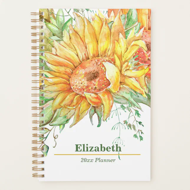 Sunflowers Floral Boho Yearly Monthly Weekly Plan Planner | Zazzle