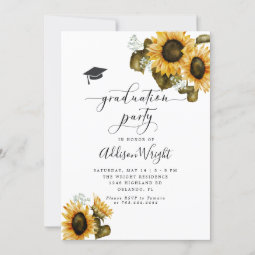 Sunflowers Graduation Party Invitation | Zazzle