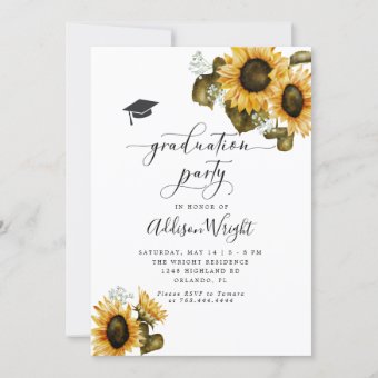 Sunflowers Graduation Party Invitation | Zazzle