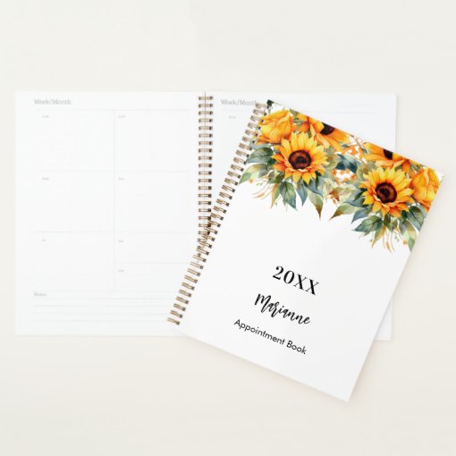 Sunflowers greenery name 2024 planner | Zazzle