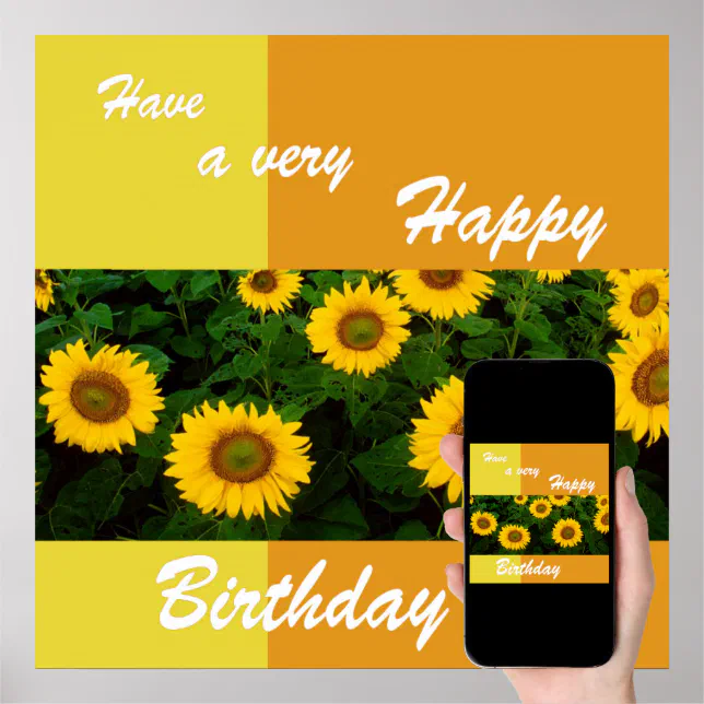 Sunflowers - Happy Birthday Poster | Zazzle