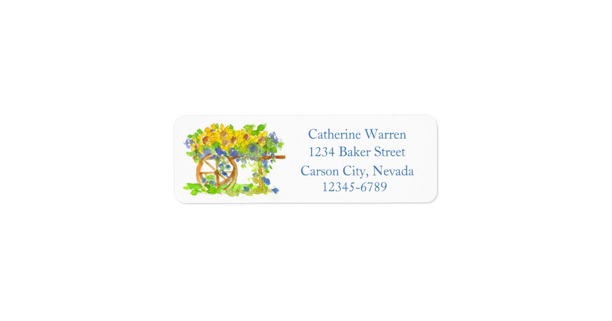 Sunflowers Morning Glory Watercolor Flowers Label | Zazzle
