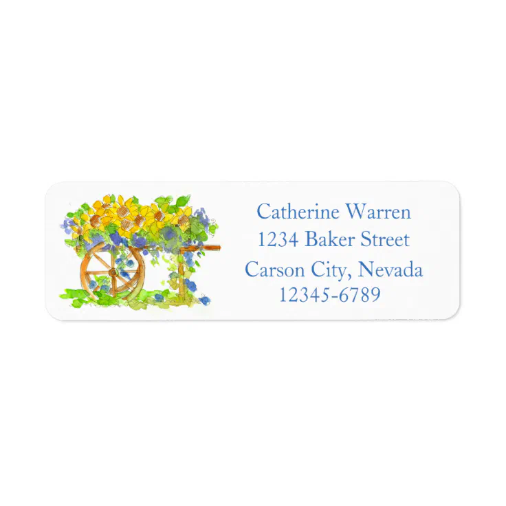 Sunflowers Morning Glory Watercolor Flowers Label | Zazzle