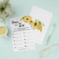 Sunflowers Name that Tea Bridal Shower Game Card Flyer | Zazzle