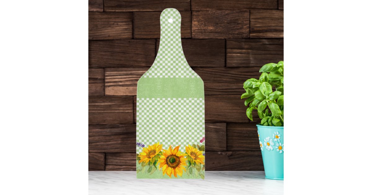 Sunflowers on Checkerboard Cutting Board | Zazzle