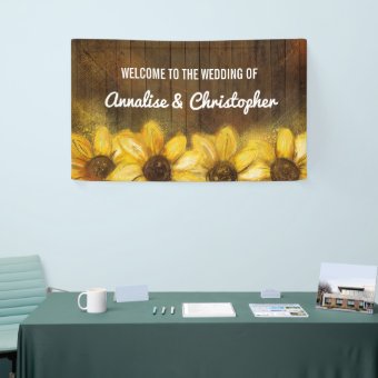 Sunflowers on Wood | Welcome to the Wedding Banner | Zazzle