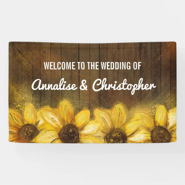 Sunflowers on Wood | Welcome to the Wedding Banner | Zazzle