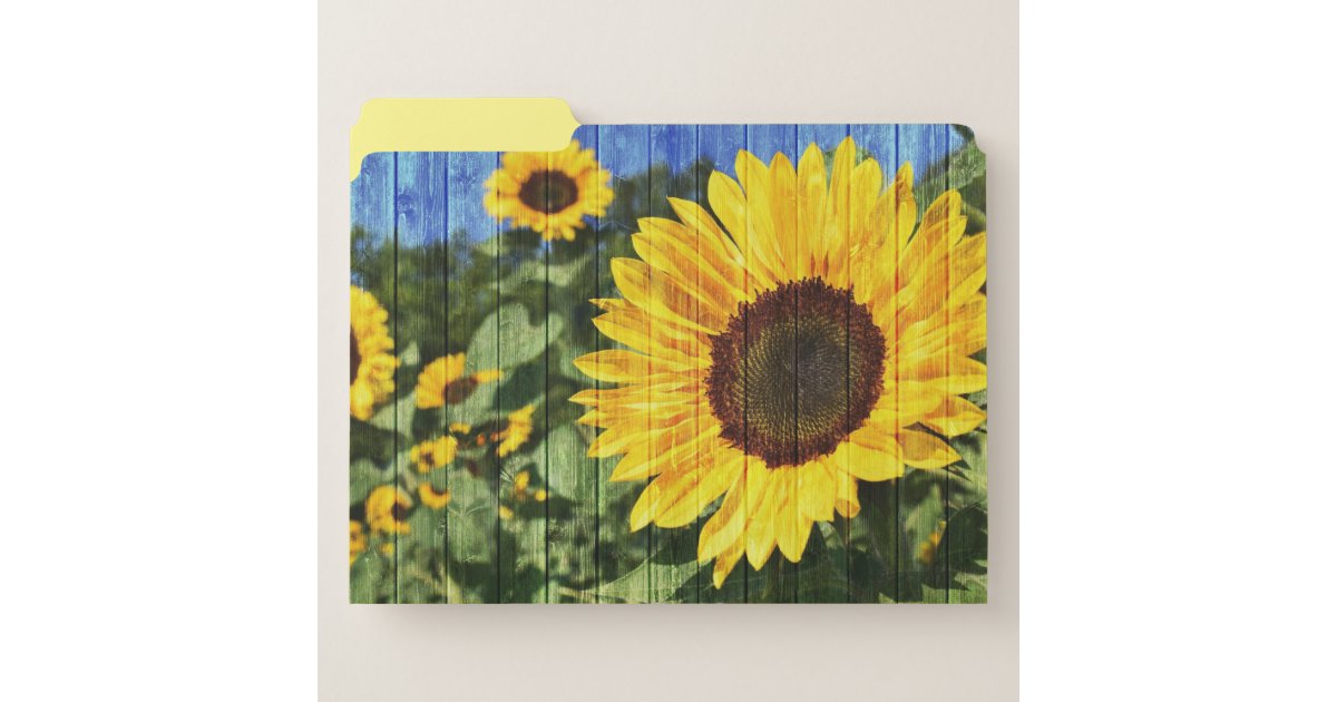 Sunflowers Painted Fence File Folder | Zazzle