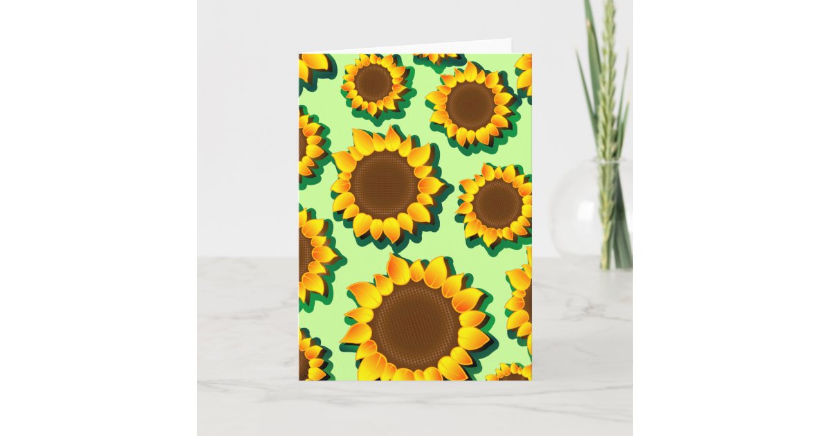Sunflowers Pattern Background Greeting Card | Zazzle