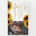 Sunflowers PHOTO gold graduation congratulations Banner | Zazzle