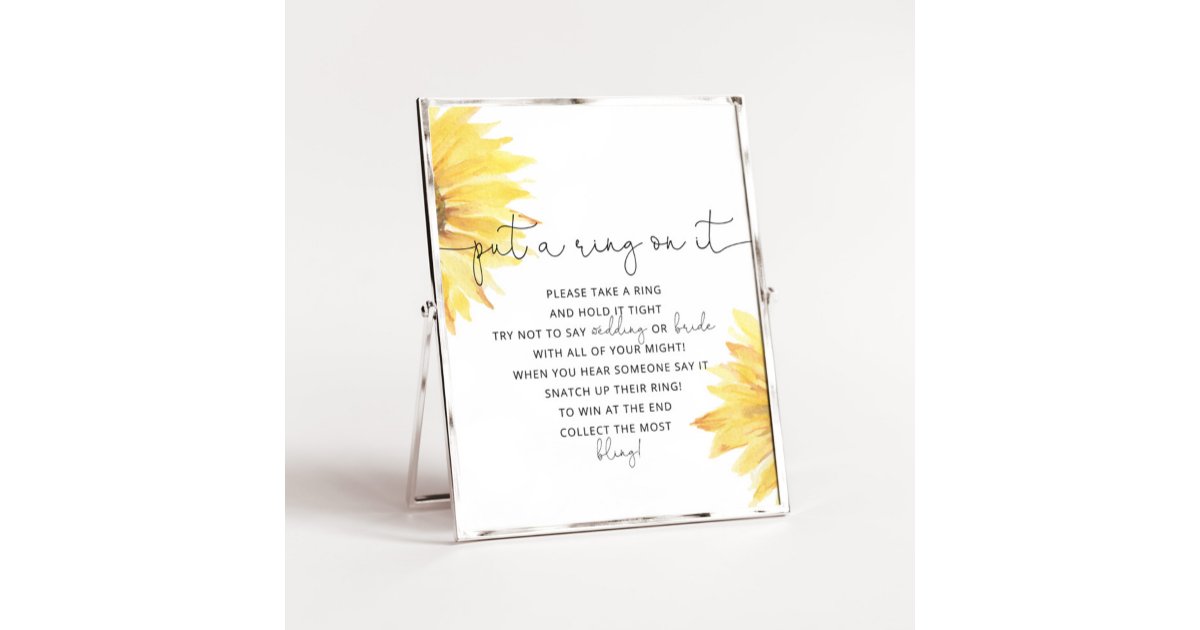 Sunflowers put a ring on it game poster | Zazzle