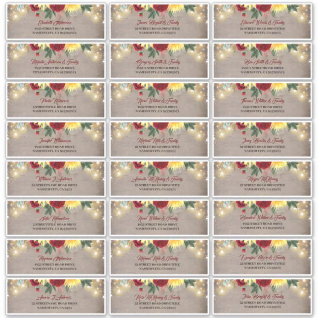 Sunflowers Rustic Fall Guest Names Address Labels | Zazzle