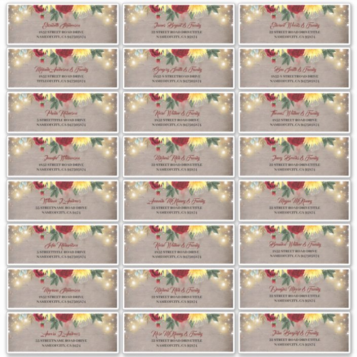 Sunflowers Rustic Fall Guest Names Address Labels | Zazzle.com