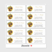Sunflowers script individual guest address labels | Zazzle