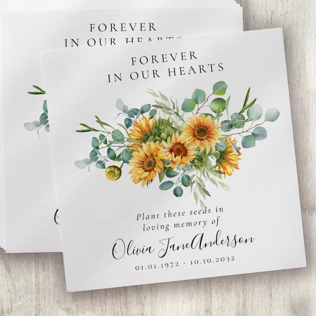 Sunflowers Seed Packet Memorial Funeral Envelope | Zazzle