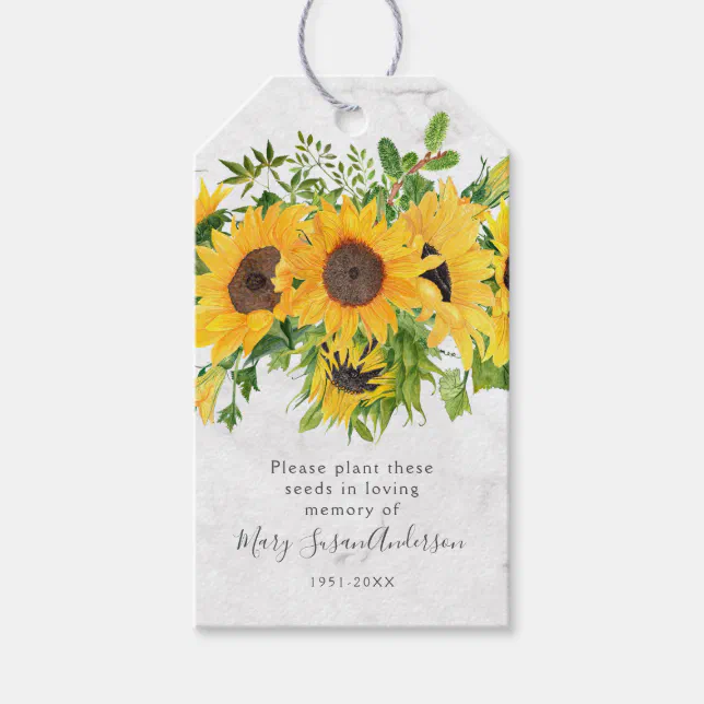 Sunflowers Seed Packet Memorial Funeral Favor Tag | Zazzle