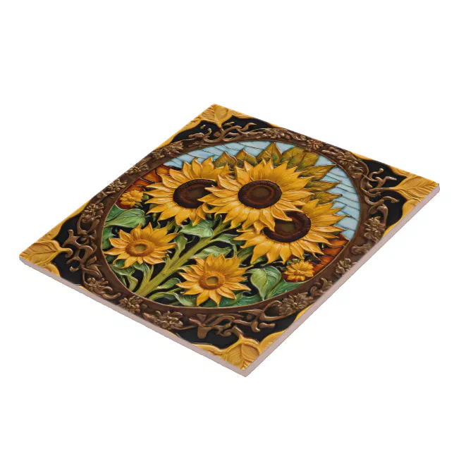 Sunflowers Trendy Beautiful Collection Ceramic Tile | Zazzle