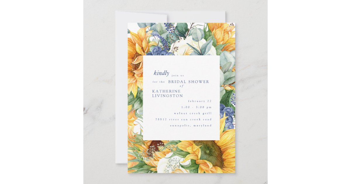 Sunflowers Tuscan Botanical Bridal Shower Invitation | Zazzle